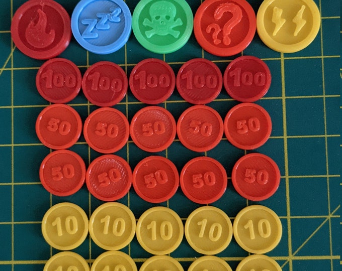 Pokemon Tokens Set TCG Damage and Status Counters 3D Printed 30 Piece ...