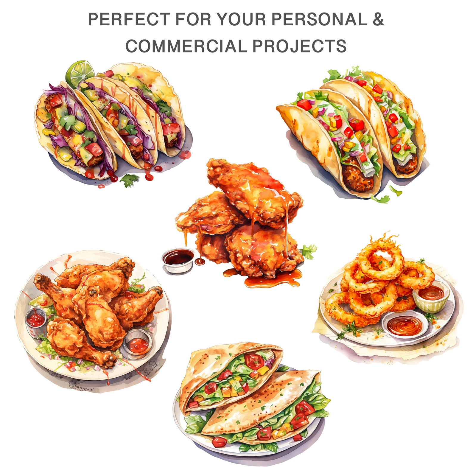 Fast Food Watercolor | Transparent PNG | Burger | Pizza | Sandwich ...