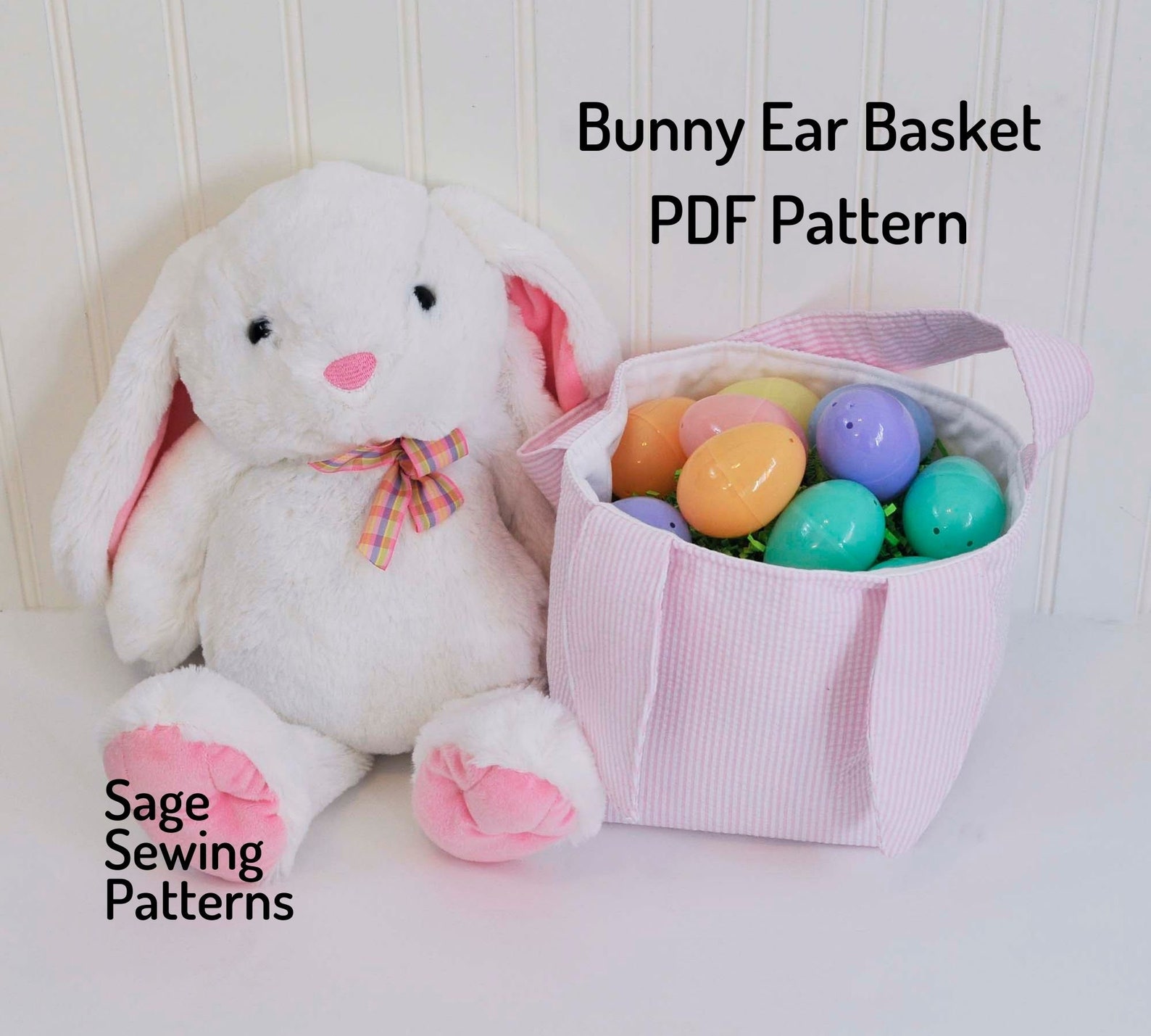 Easter Bunny Basket, PDF Downloadable Sewing Pattern, Fabric Handle ...