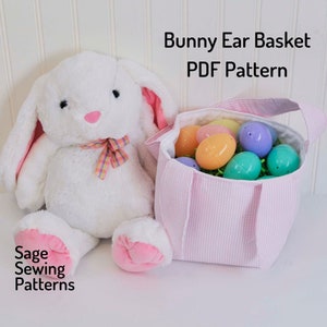 Easter Bunny Basket, PDF Downloadable Sewing Pattern, Fabric Handle ...