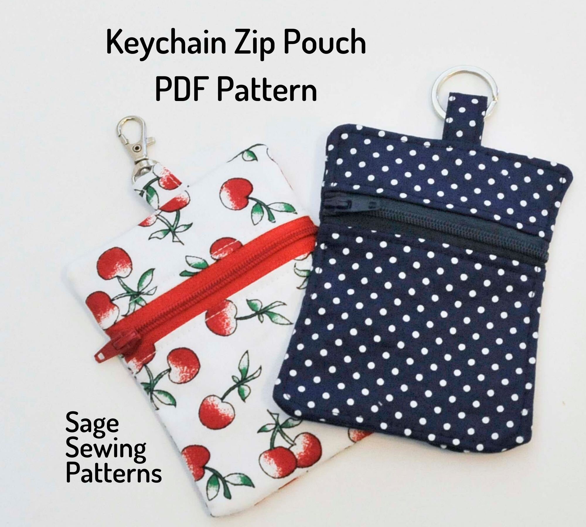Keychain Zipper Pouch, PDF Downloadable Sewing Pattern, Zipper Wallet ...