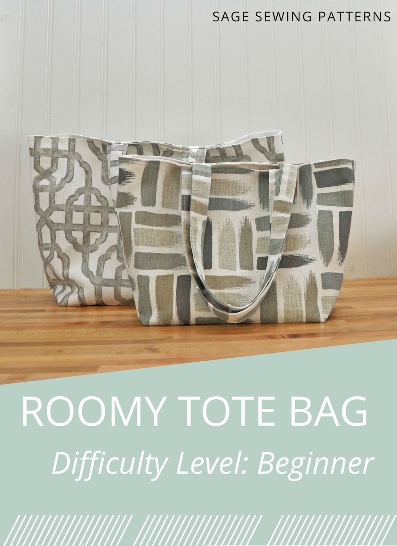 Large Tote Bag Sewing Pattern PDF Downloadable Sewing - Etsy