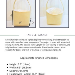 Fabric Handle Basket, PDF Downloadable Sewing Pattern, Easter Basket ...