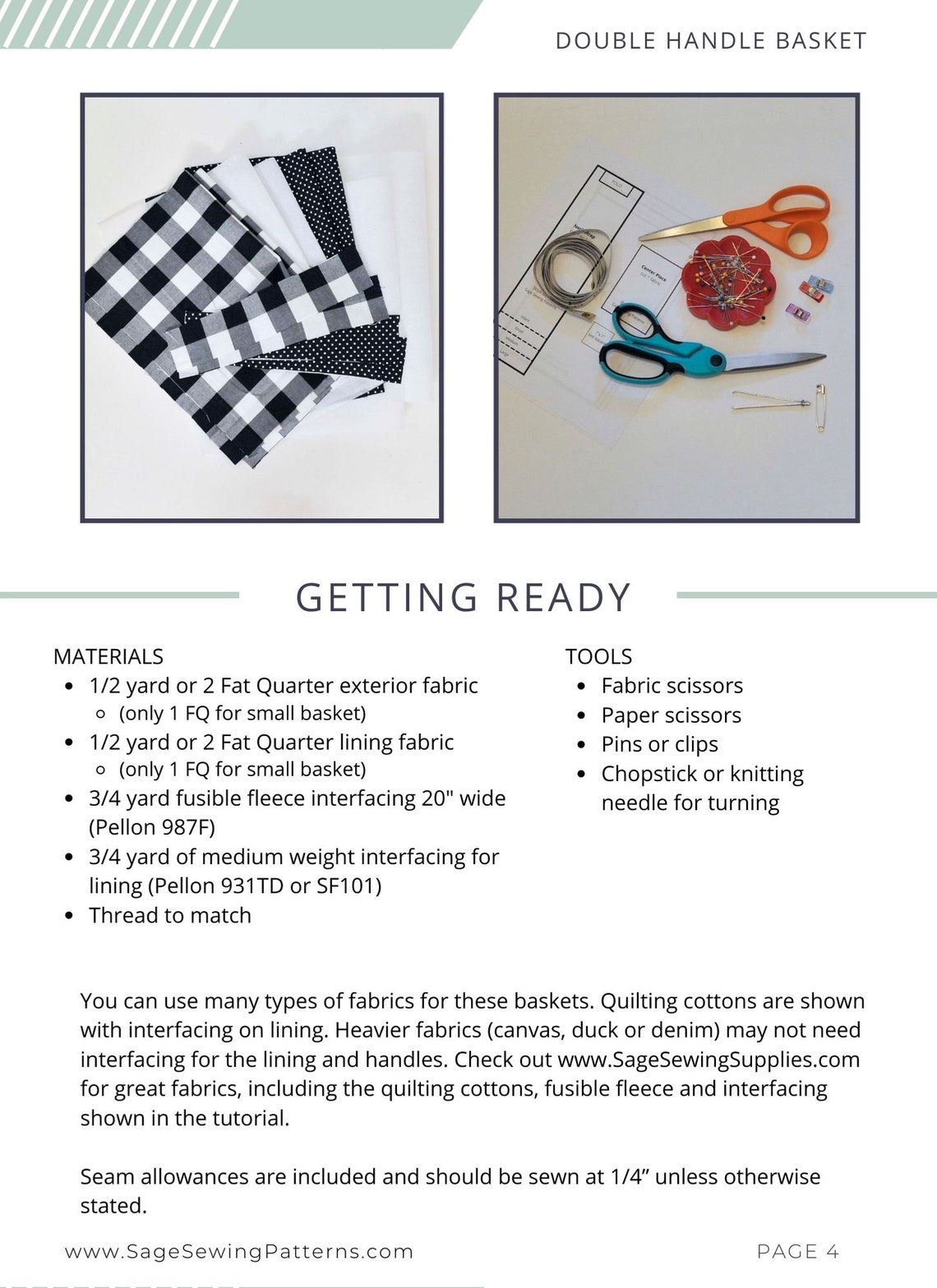 Fabric Basket With Handles PDF Downloadable Sewing Pattern | Etsy