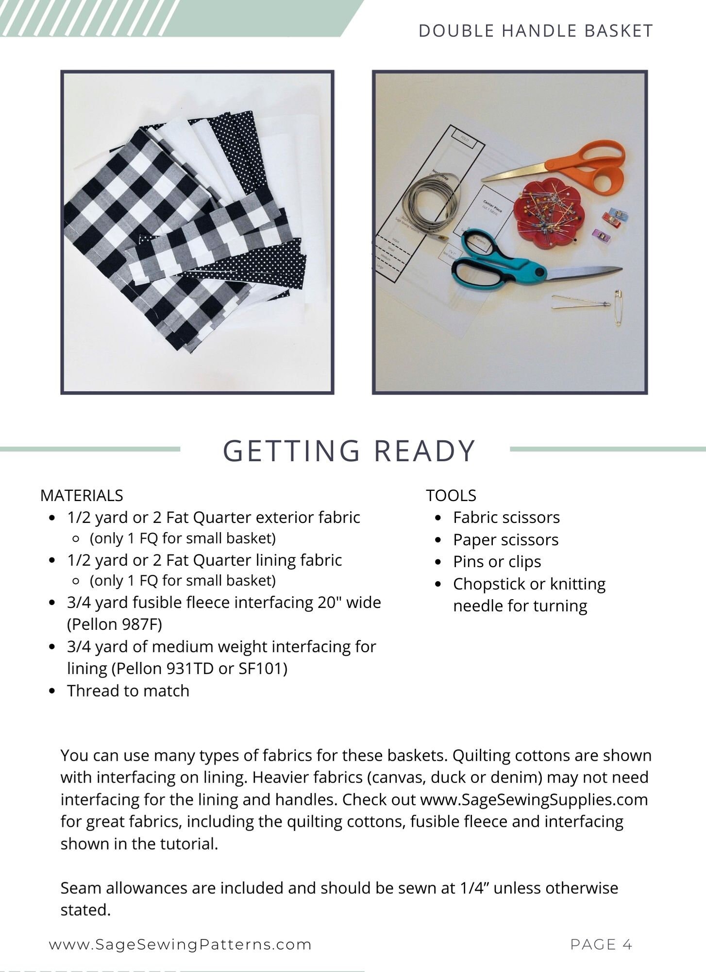 Fabric Basket With Handles PDF Downloadable Sewing Pattern | Etsy