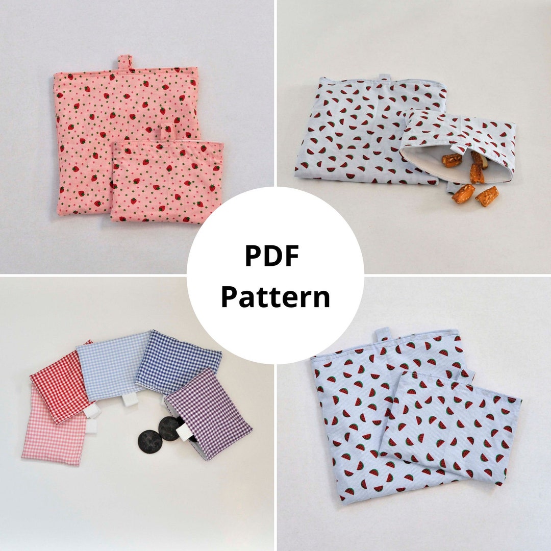 Reusable Snack Bag PDF Downloadable Sewing Pattern, 2 Sizes Wet Bag ...
