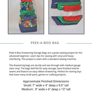 PDF Sewing Pattern Tutorial Peek A Boo Toy Storage Bag, Clear Vinyl ...