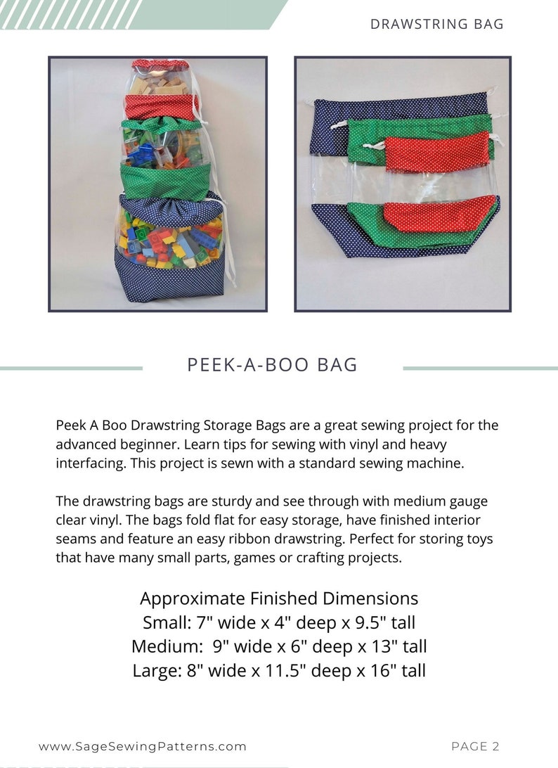 PDF Sewing Pattern Peek A Boo Project Storage Bag Clear Vinyl - Etsy