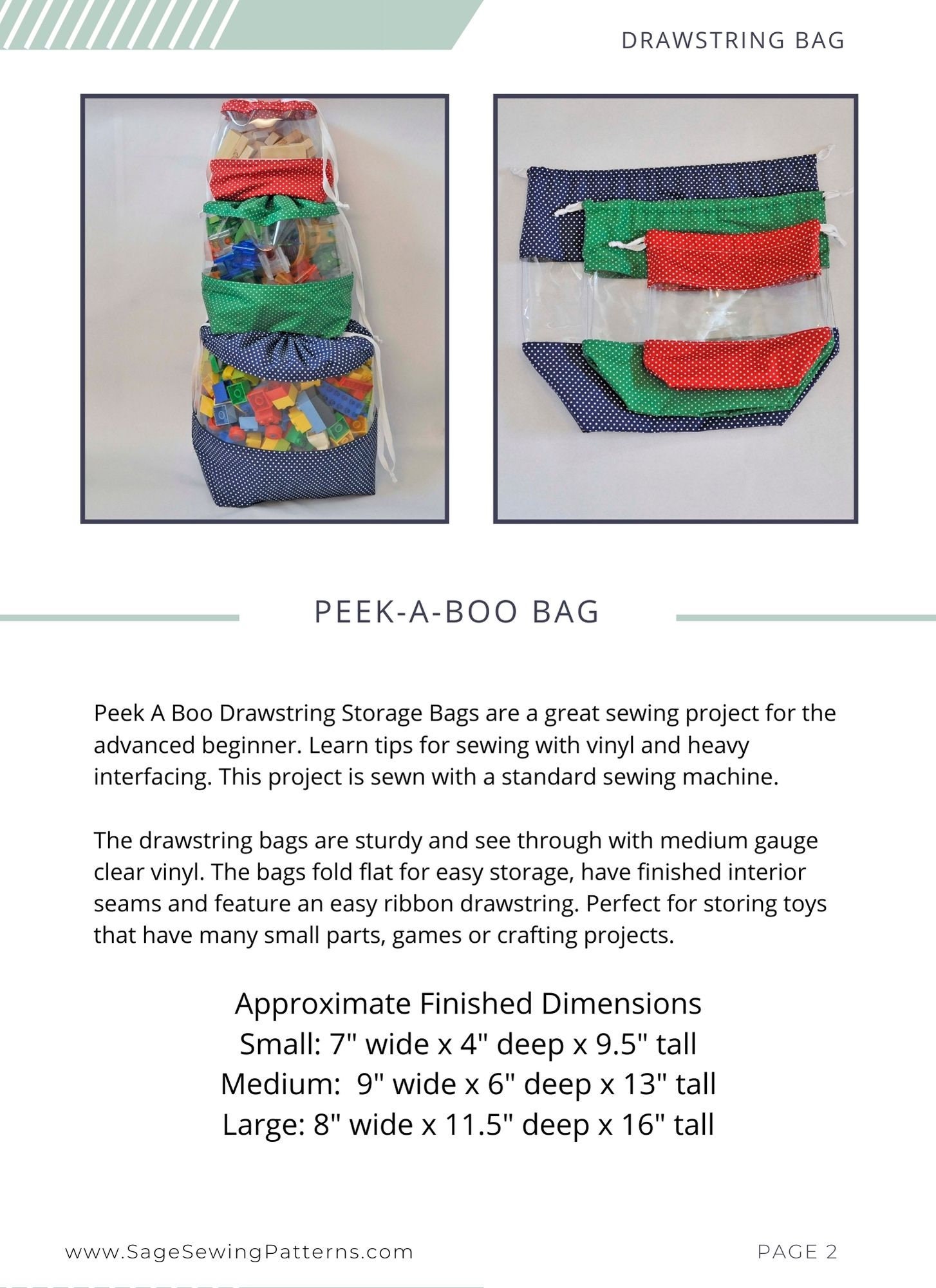 PDF Sewing Pattern Peek A Boo Toy Storage Bag Clear Vinyl - Etsy