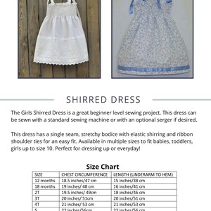 Sewing Pattern for Girls Shirred Dress, PDF Downloadable Sewing ...