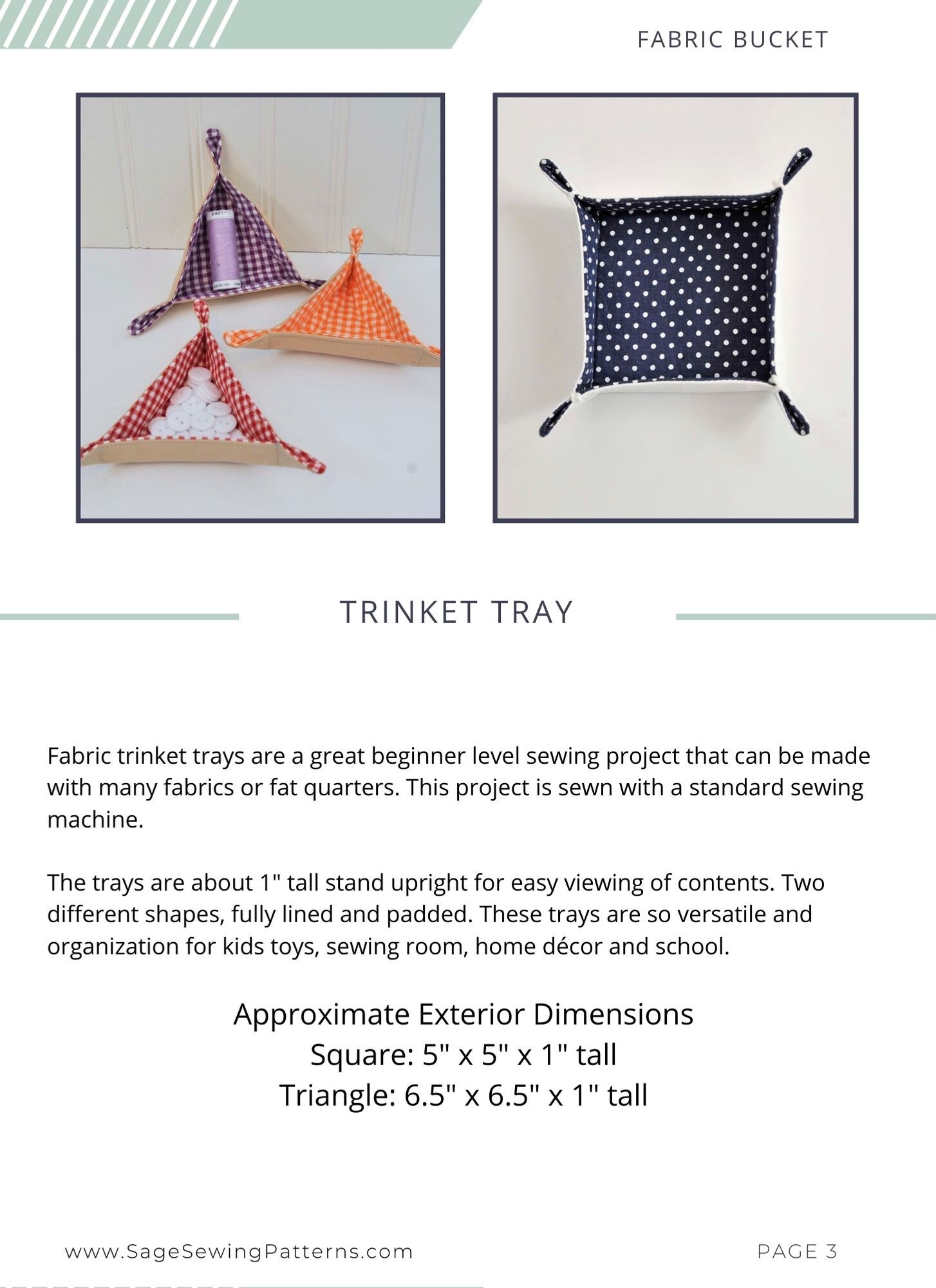 Triangle Candy Dish PDF Downloadable Sewing Pattern PURIM - Etsy