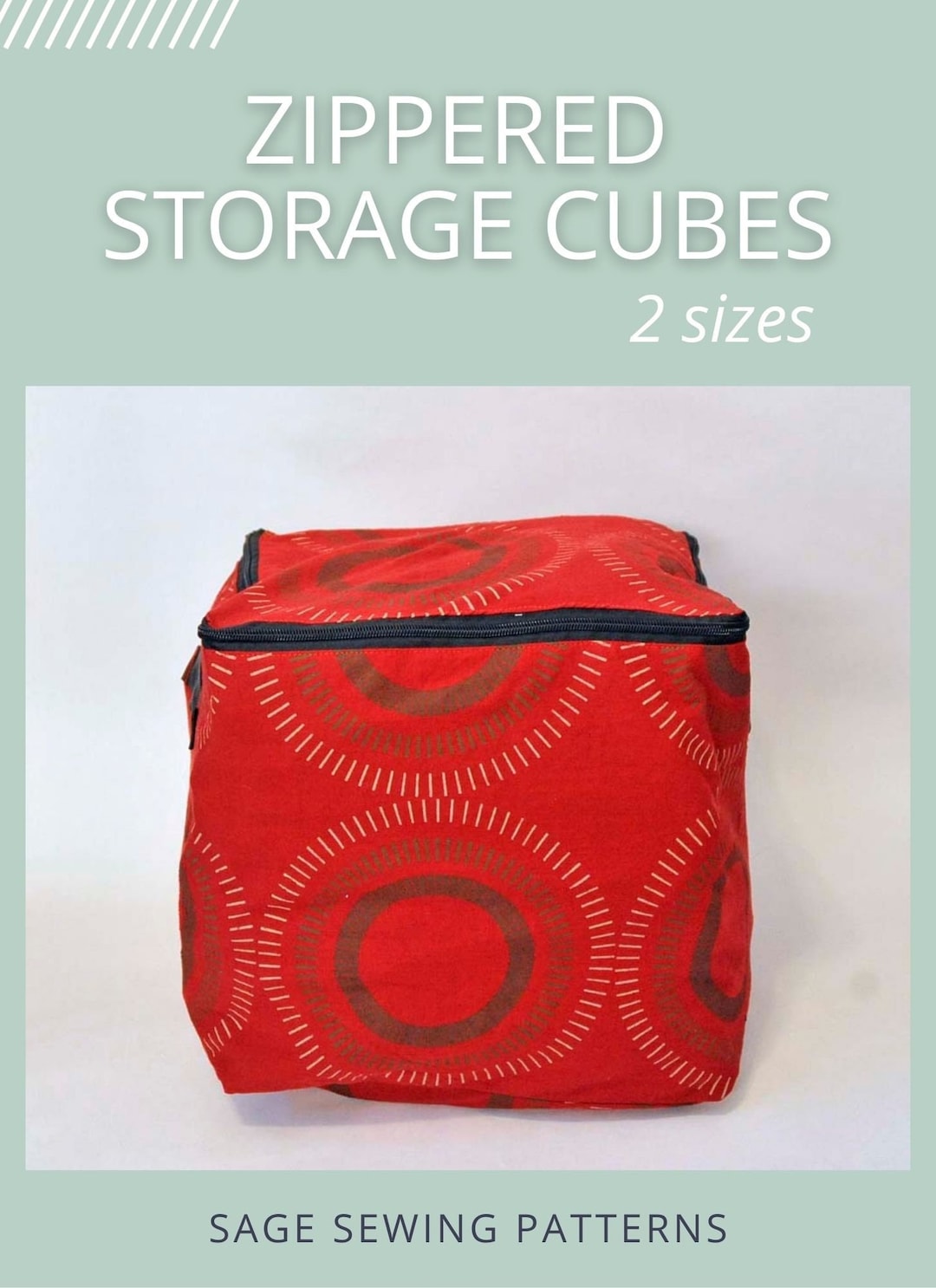 Zippered Storage Cube Box, PDF Downloadable Sewing Pattern and Tutorial ...
