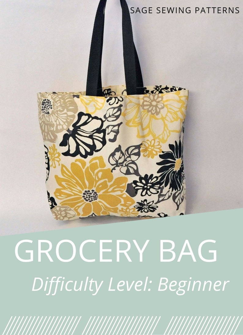 Fabric Grocery Bag Sewing Pattern Tutorial, PDF Digital Download, Canvas Shopping Bag Sewing ...