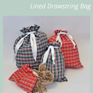 Drawstring Bag Sewing Pattern, PDF Downloadable Sewing Tutorial, Lined ...