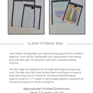 PDF Sewing Pattern Clear Vinyl Project Bag, Easy View Vinyl Pouch ...