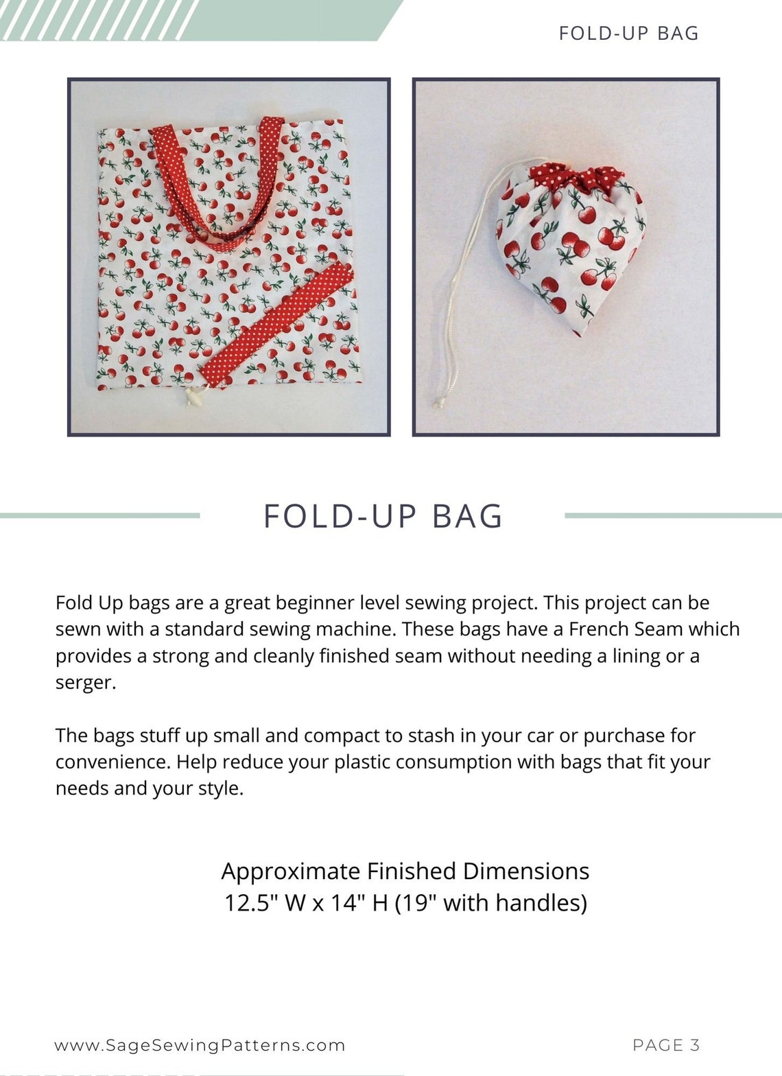 Reusable Fold up Market Bag Sewing Pattern, PDF Downloadable Sewing ...