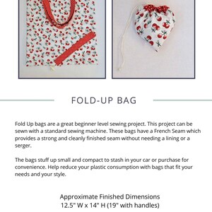 Reusable Fold up Market Bag Sewing Pattern, PDF Downloadable Sewing Tutorial, Foldable Stuff ...