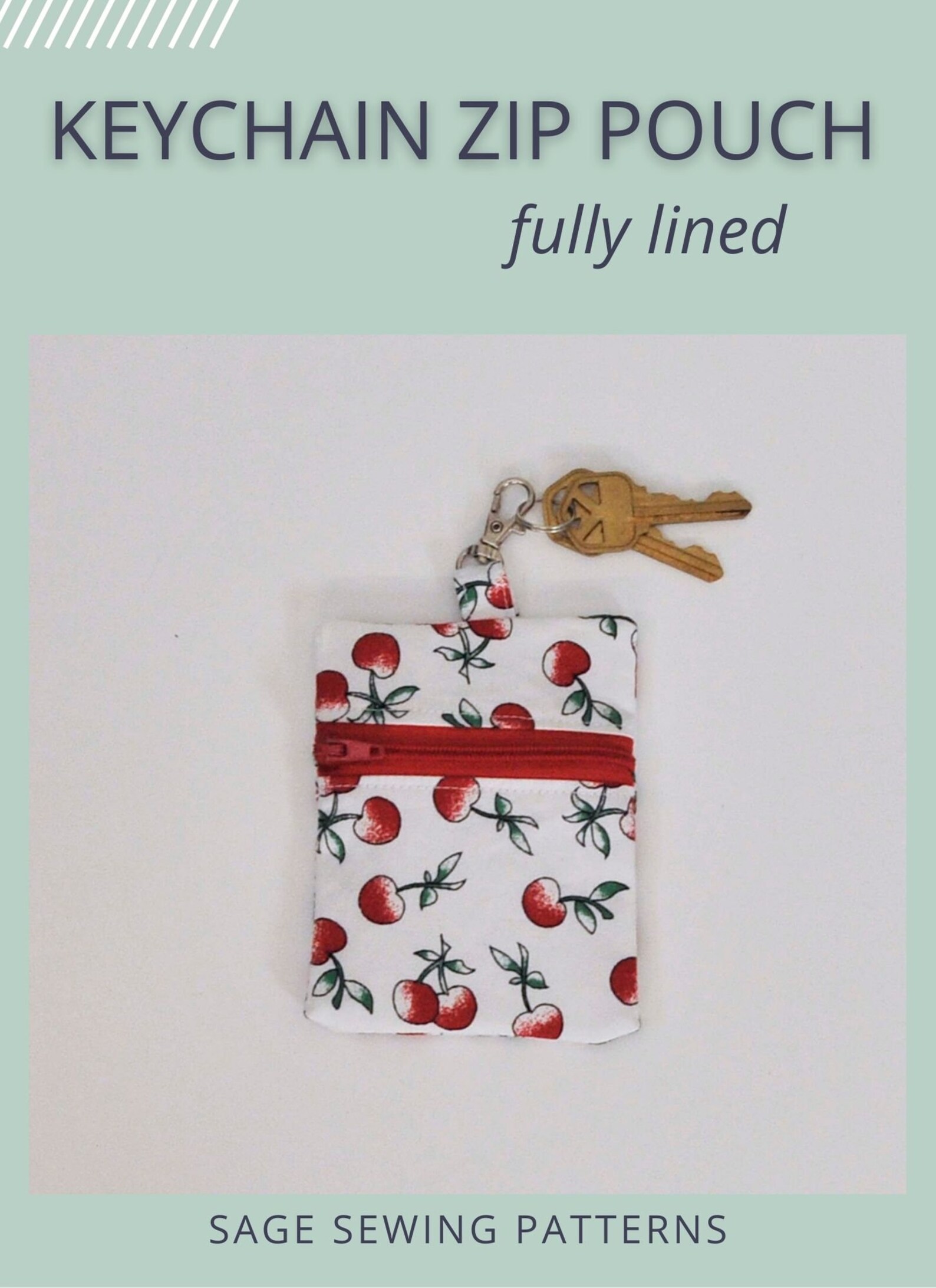 Keychain Zipper Pouch, PDF Downloadable Sewing Pattern, Zipper Wallet ...