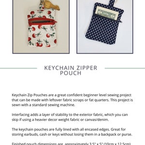 Keychain Zipper Pouch, PDF Downloadable Sewing Pattern, Zipper Wallet ...