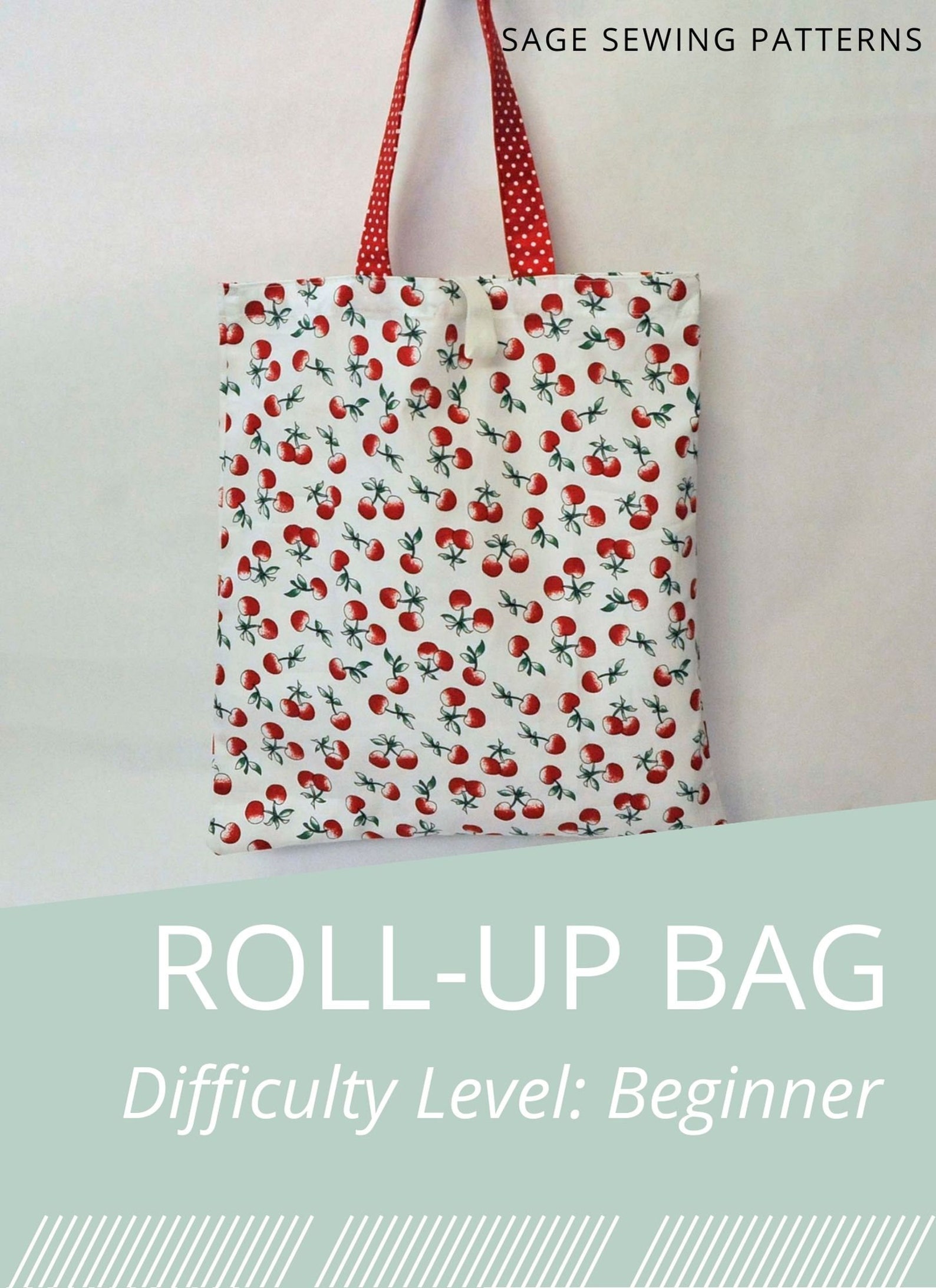 Roll up Shopping Bag Sewing Pattern, PDF Downloadable Sewing Tutorial ...