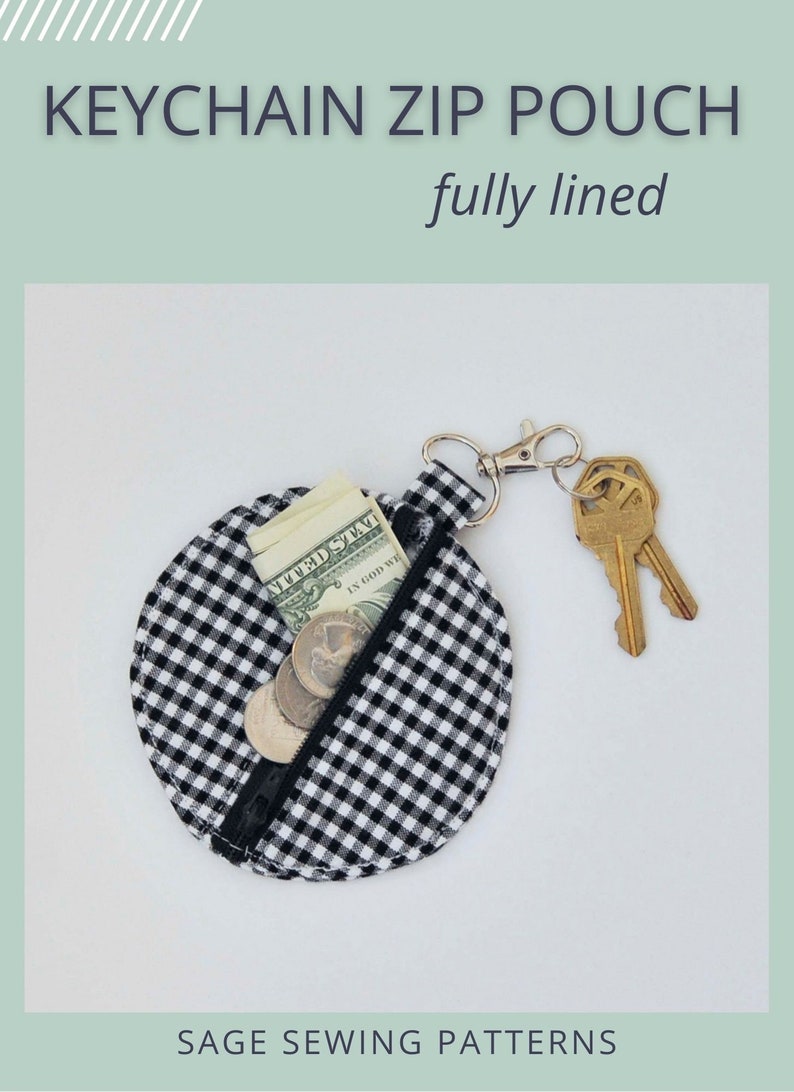 Keychain Coin Purse, PDF Downloadable Sewing Pattern, Zipper Pouch ...