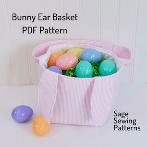 Easter Bunny Basket, PDF Downloadable Sewing Pattern, Fabric Handle ...