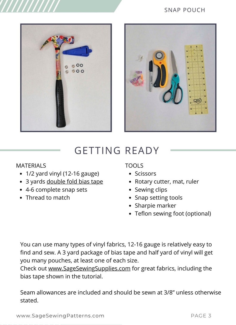PDF Sewing Pattern Vinyl Snap Pouch, Easy Tutorial for Clear View ...