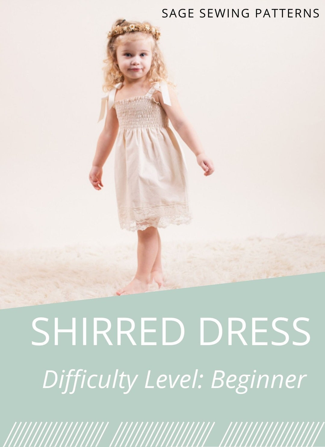 Sewing Pattern for Girls Shirred Dress, PDF Downloadable Sewing ...