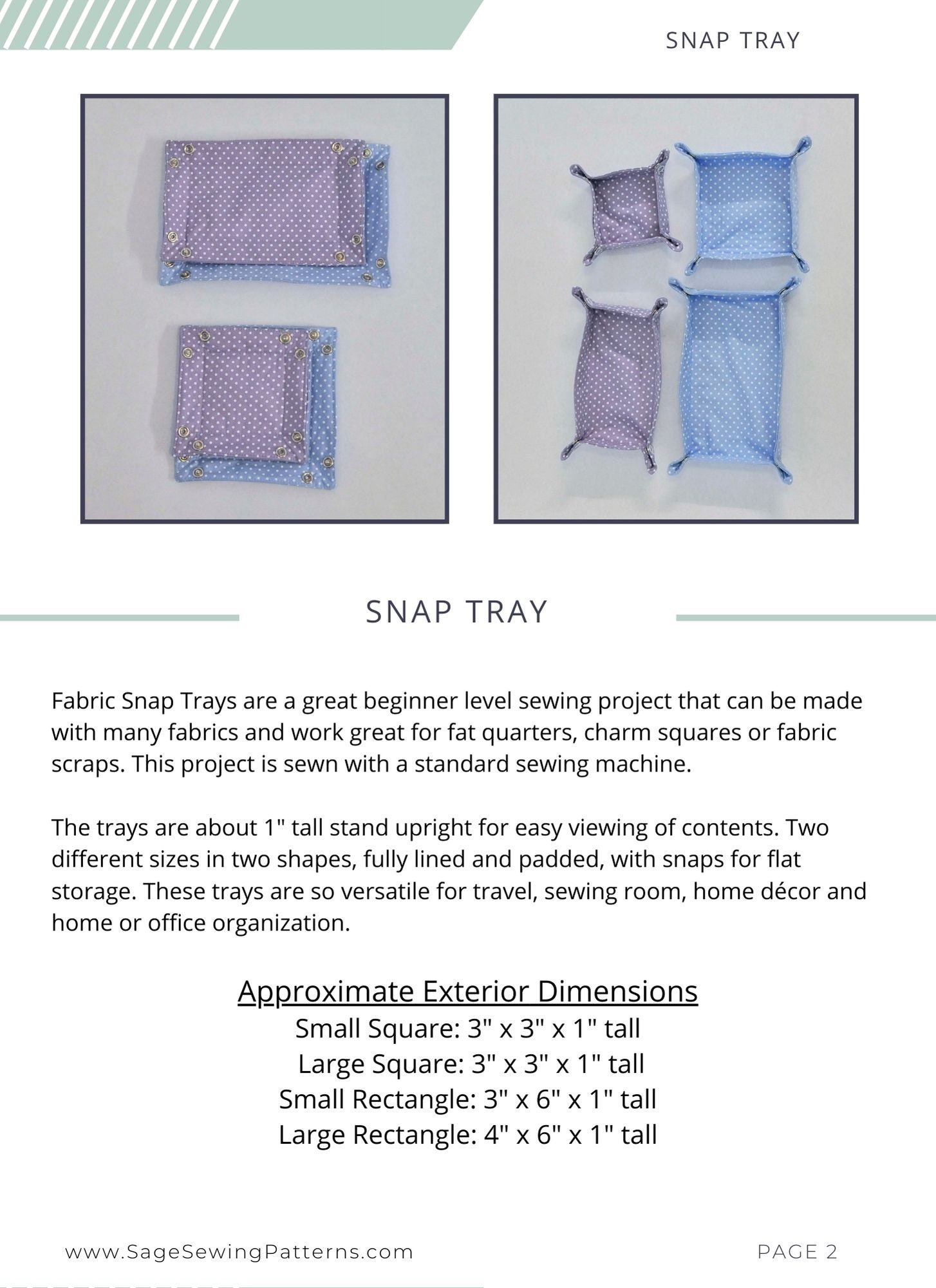 Fabric Snap Tray Pattern PDF Downloadable Sewing Pattern - Etsy