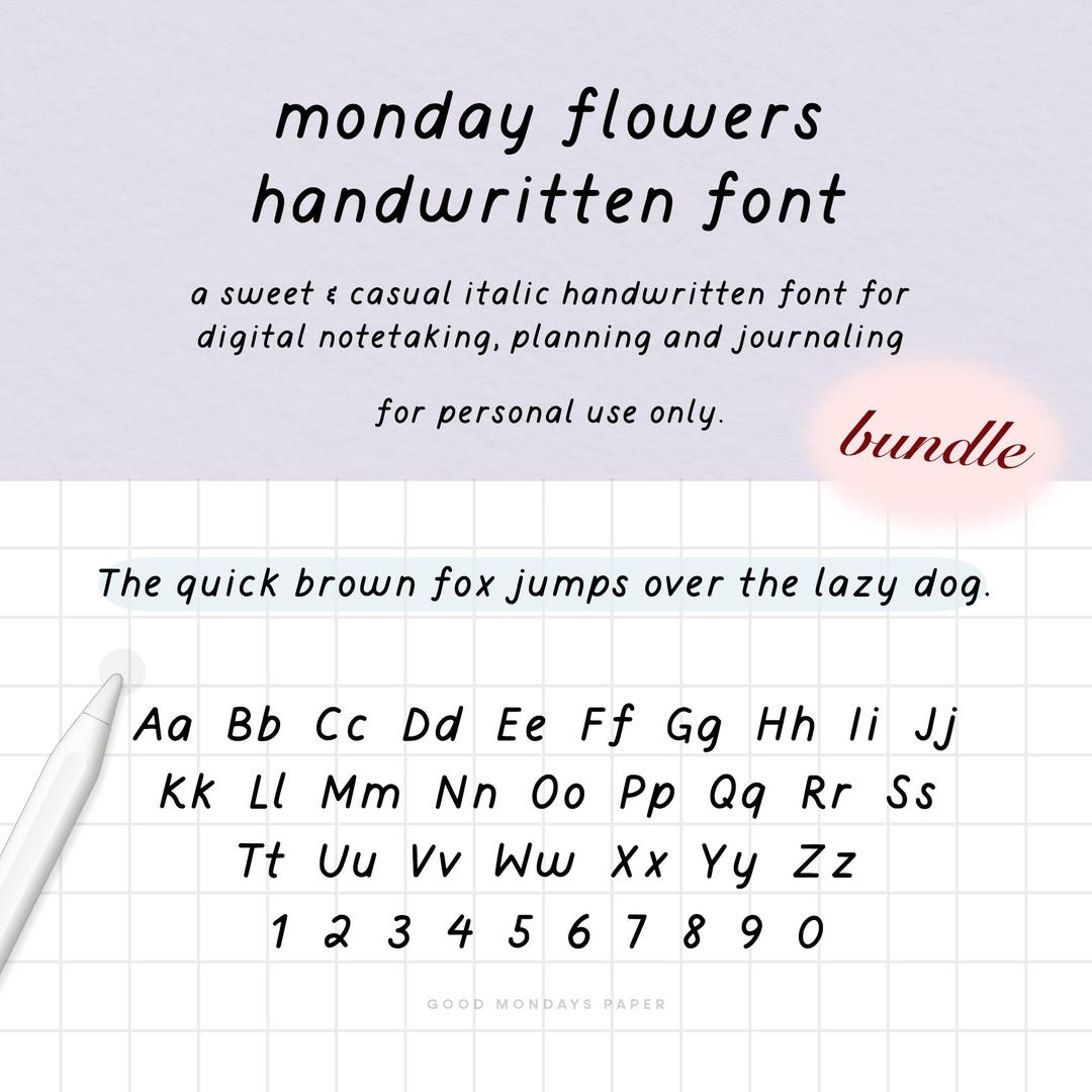 Monday Flowers Handwritten Font Bundle by Good Mondays Paper, Light ...