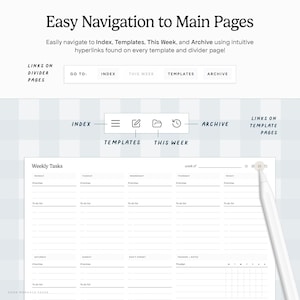 Undated Weekly Dashboard Digital Planner for Goodnotes, Landscape Mode ...