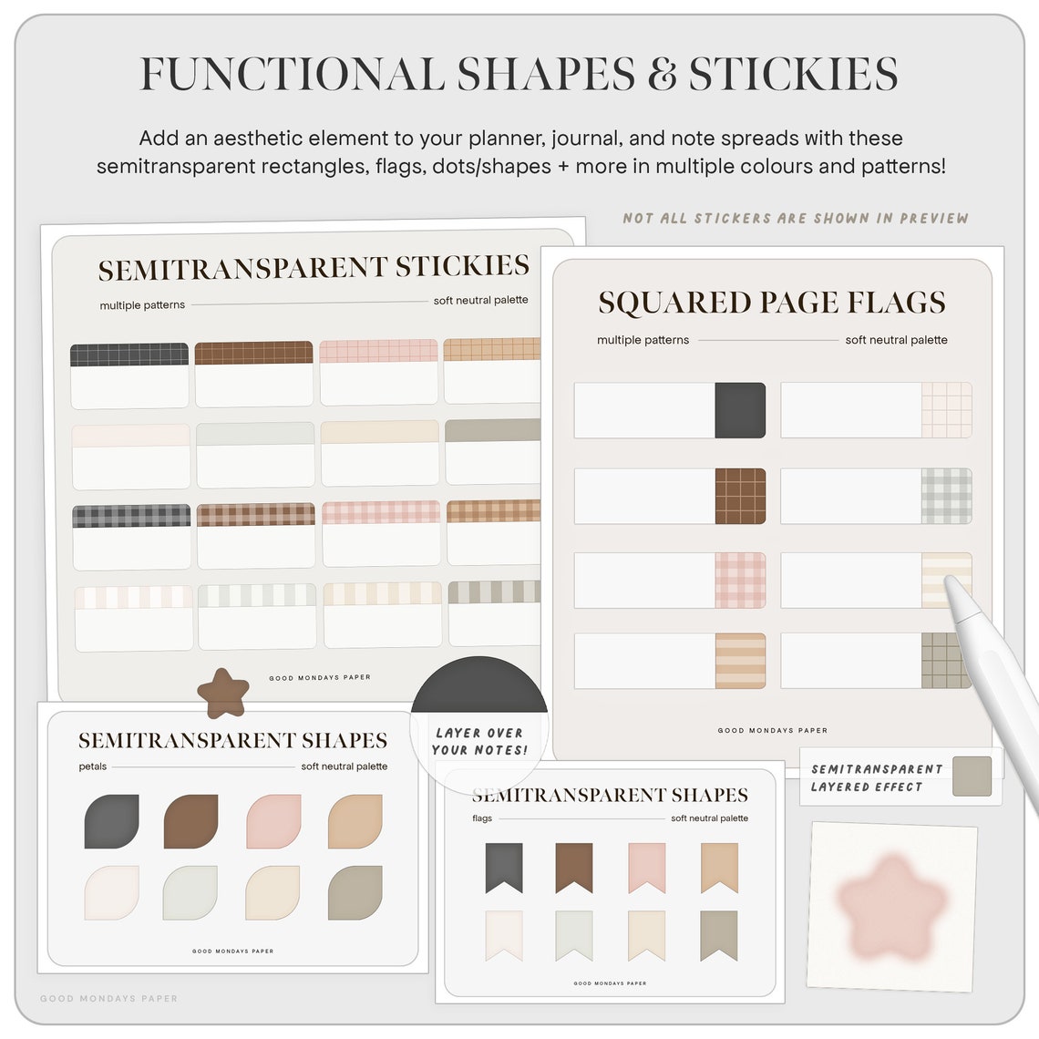 Neutral Deco Digital Stickers for Digital Planners/journals, Minimalist ...