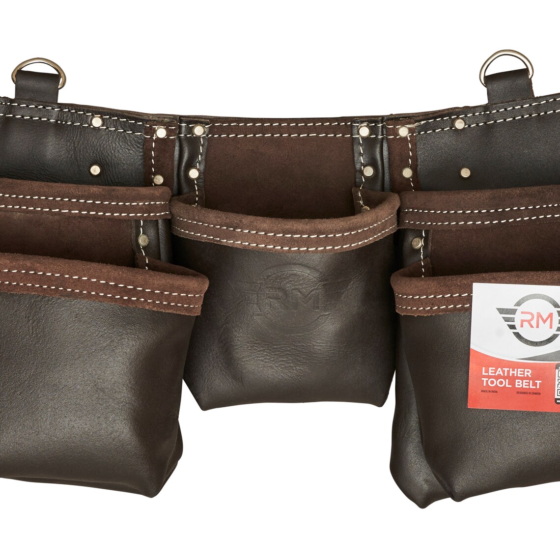 RM 12 Pocket Leather Tool Belt, Genuine Top Grain Heavy Duty Belt ...