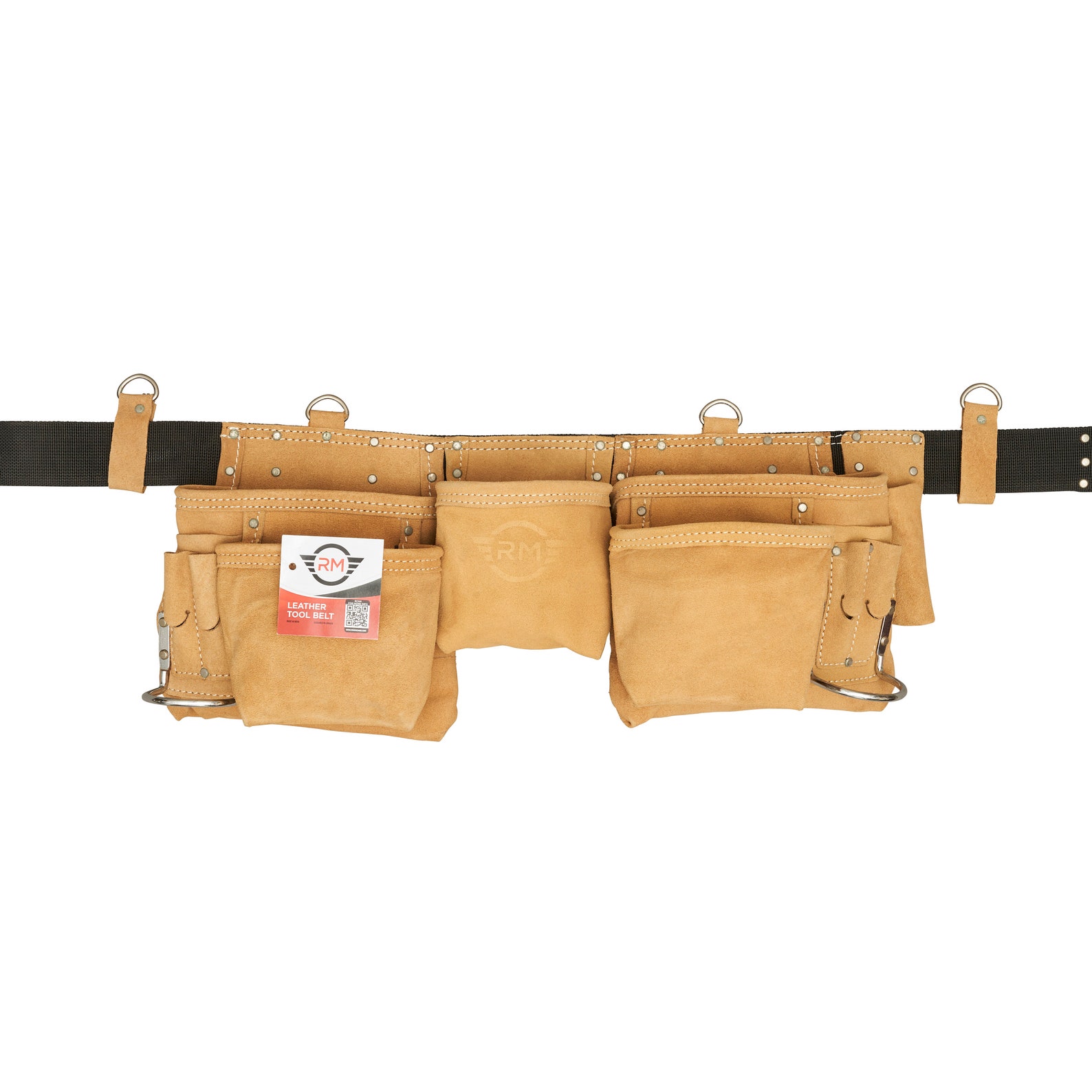 RM 12 Pocket Leather Tool Belt With 2 Hammer Holders, Professional ...