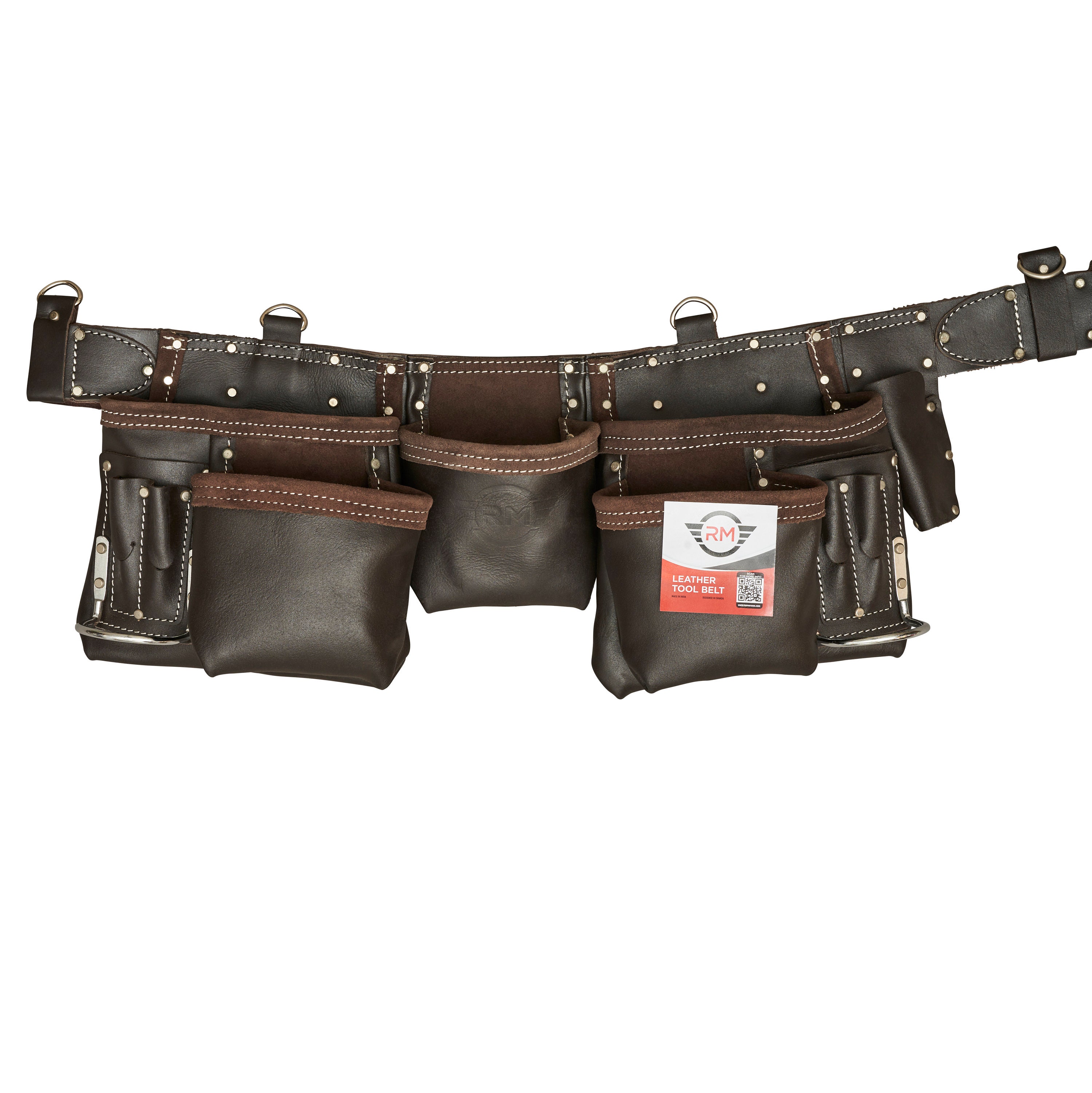 RM 12 Pocket Leather Tool Belt, Genuine Top Grain Heavy Duty Belt ...