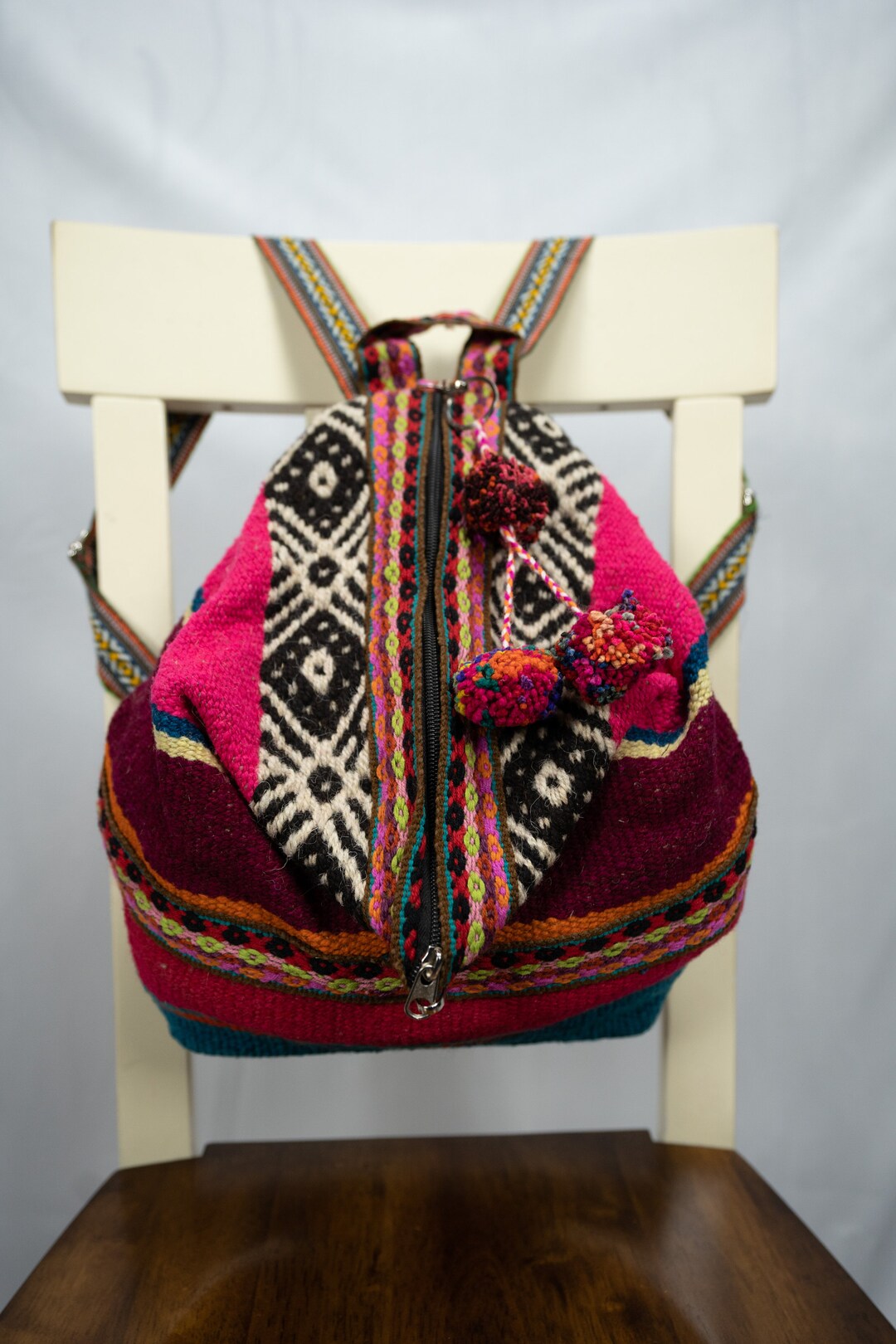 Handwoven Sheep Wool Backpack, Unisex's Backpack Purse, Shoulder ...