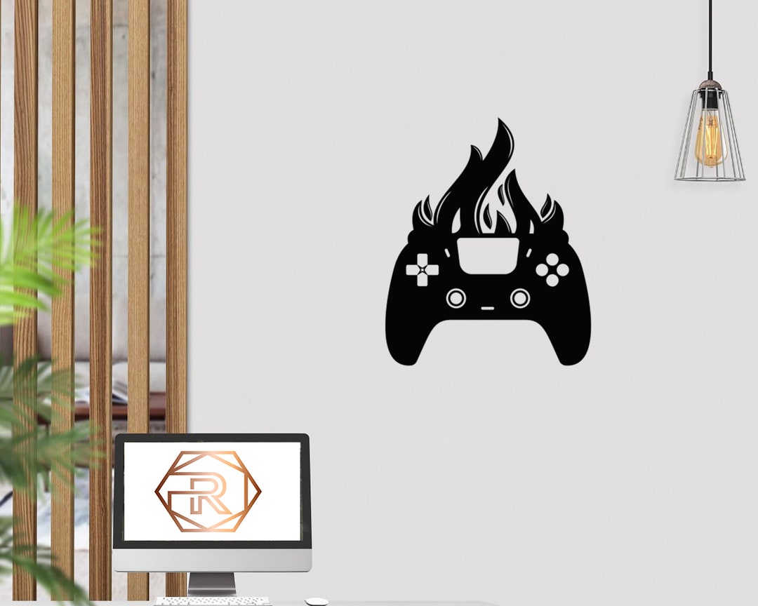 Level up Your Gaming Space With Our Fiery Gaming Controller Wall ...
