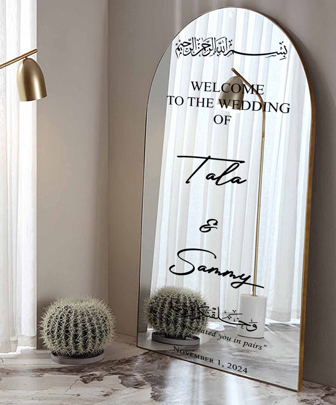 Personalised Islamic Welcome to Our Wedding / Nikkah / Walima Mirror ...