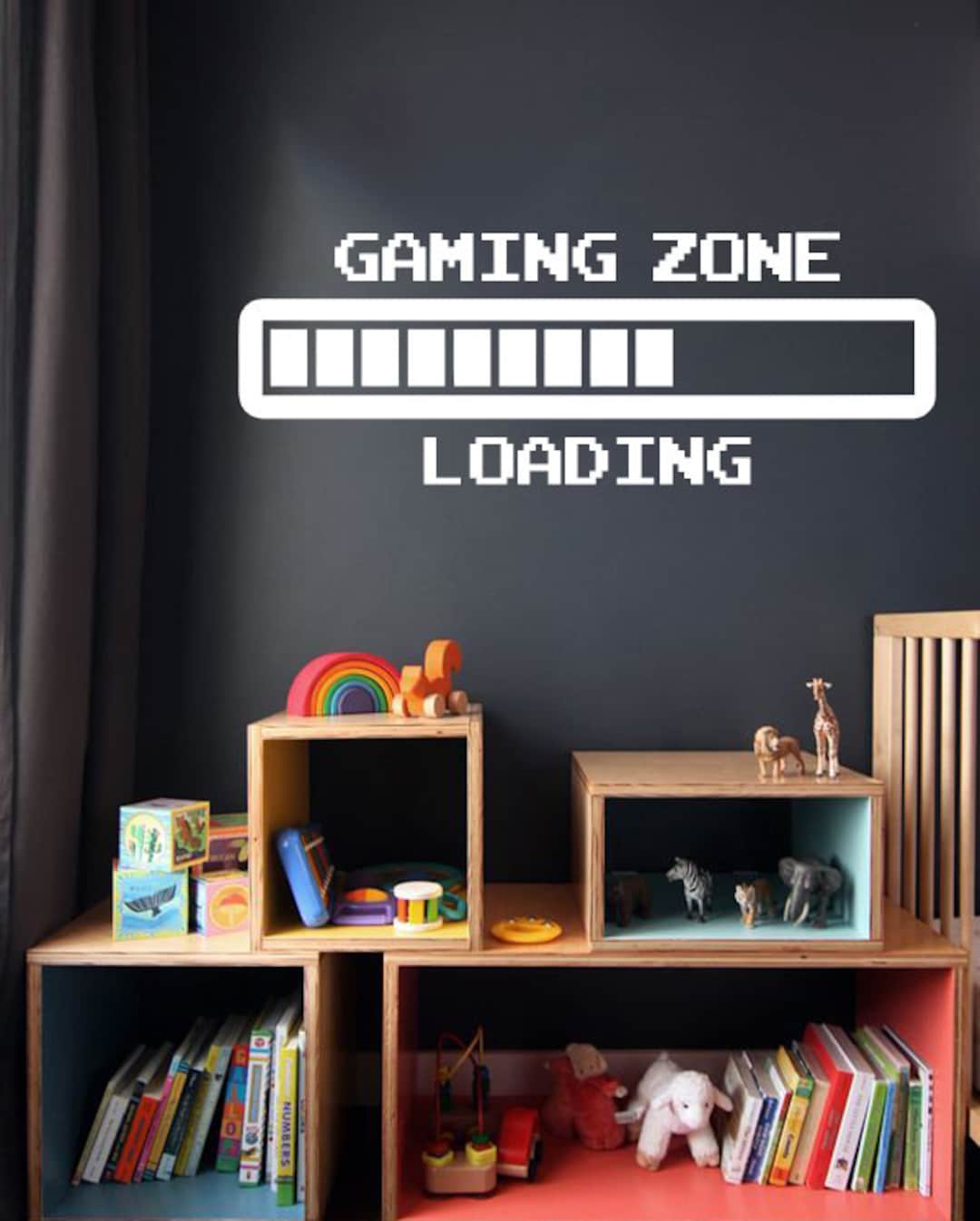 Arcade Gaming Zone Retro Loading Wall Art Stickers Gamer Vinyl Decals ...
