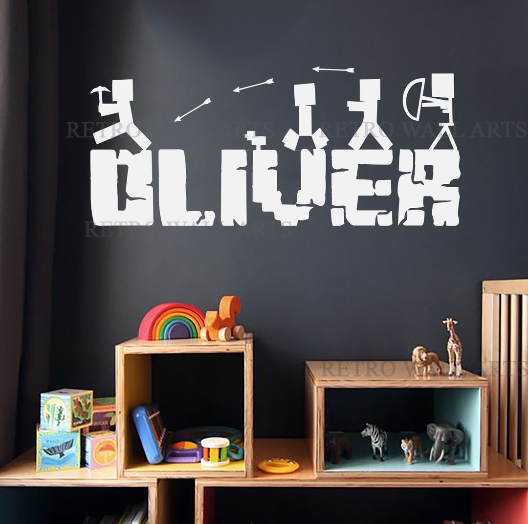 Custom Vinyl Gaming Wall Sticker - Personalized Name With Characters ...