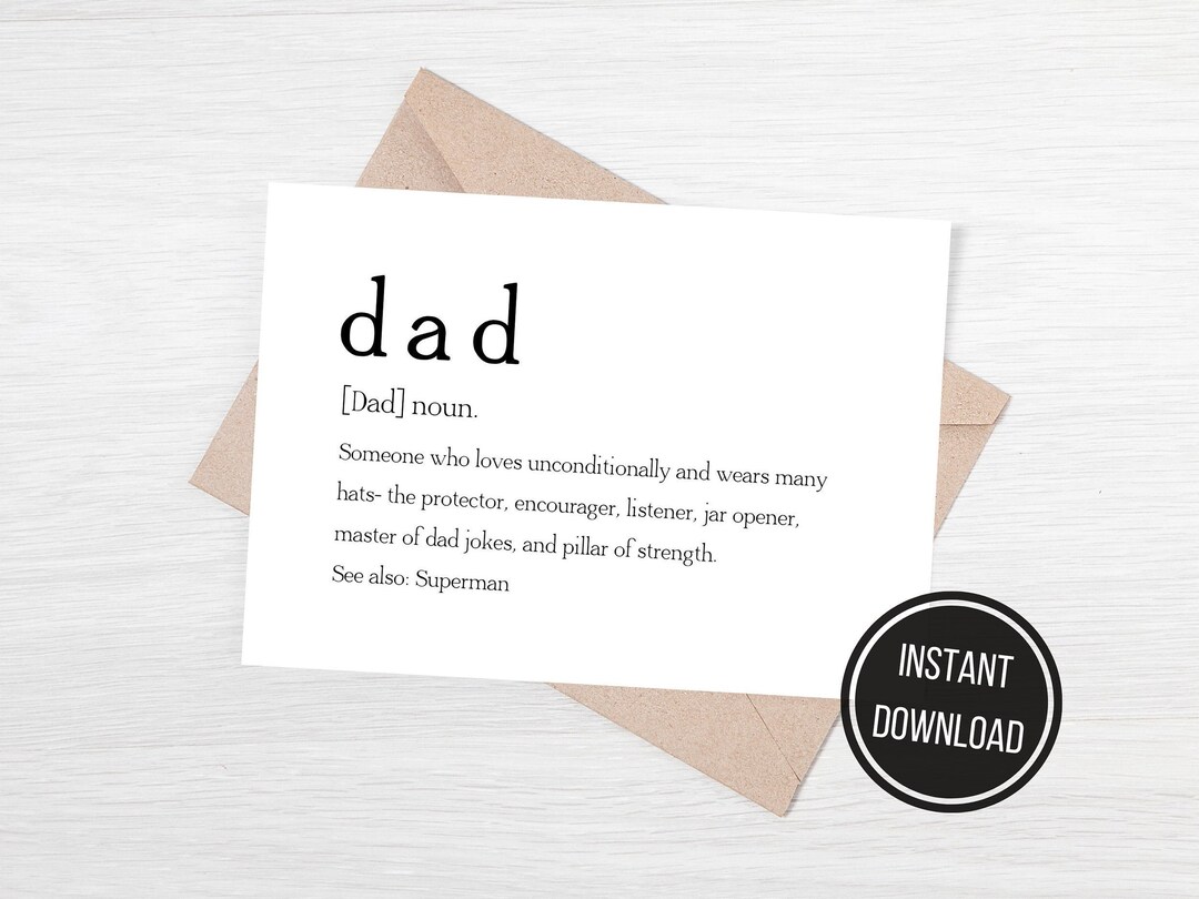 Definition of Dad Card, Father's Day Card, Birthday Card - Etsy
