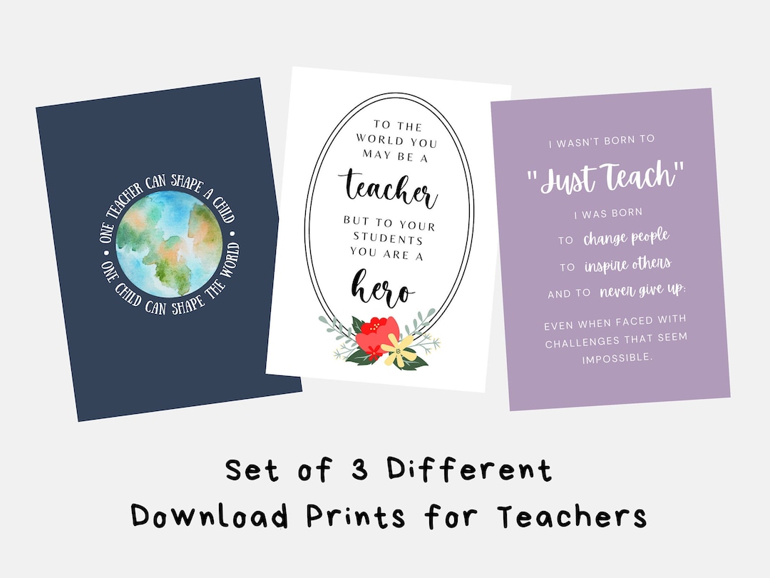 Teacher Inspirational Quotes, Three 5x7 Inch Quotes, Teacher Gift - Etsy
