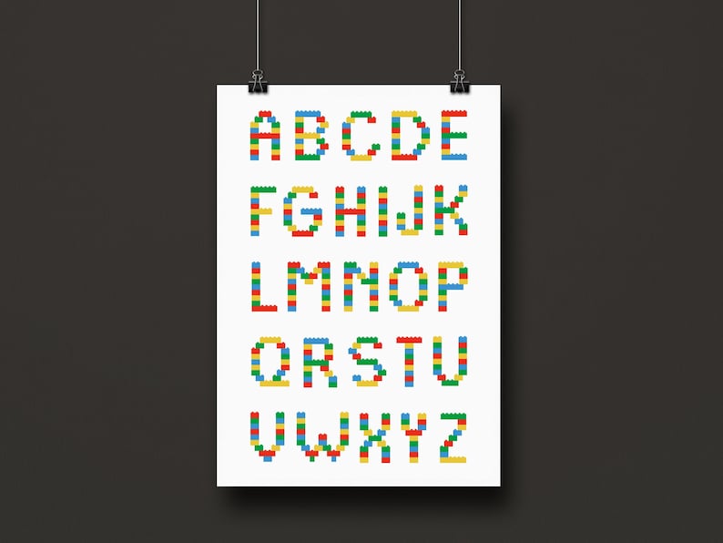 Building Block Alphabet Building Block Wall Art Digital - Etsy