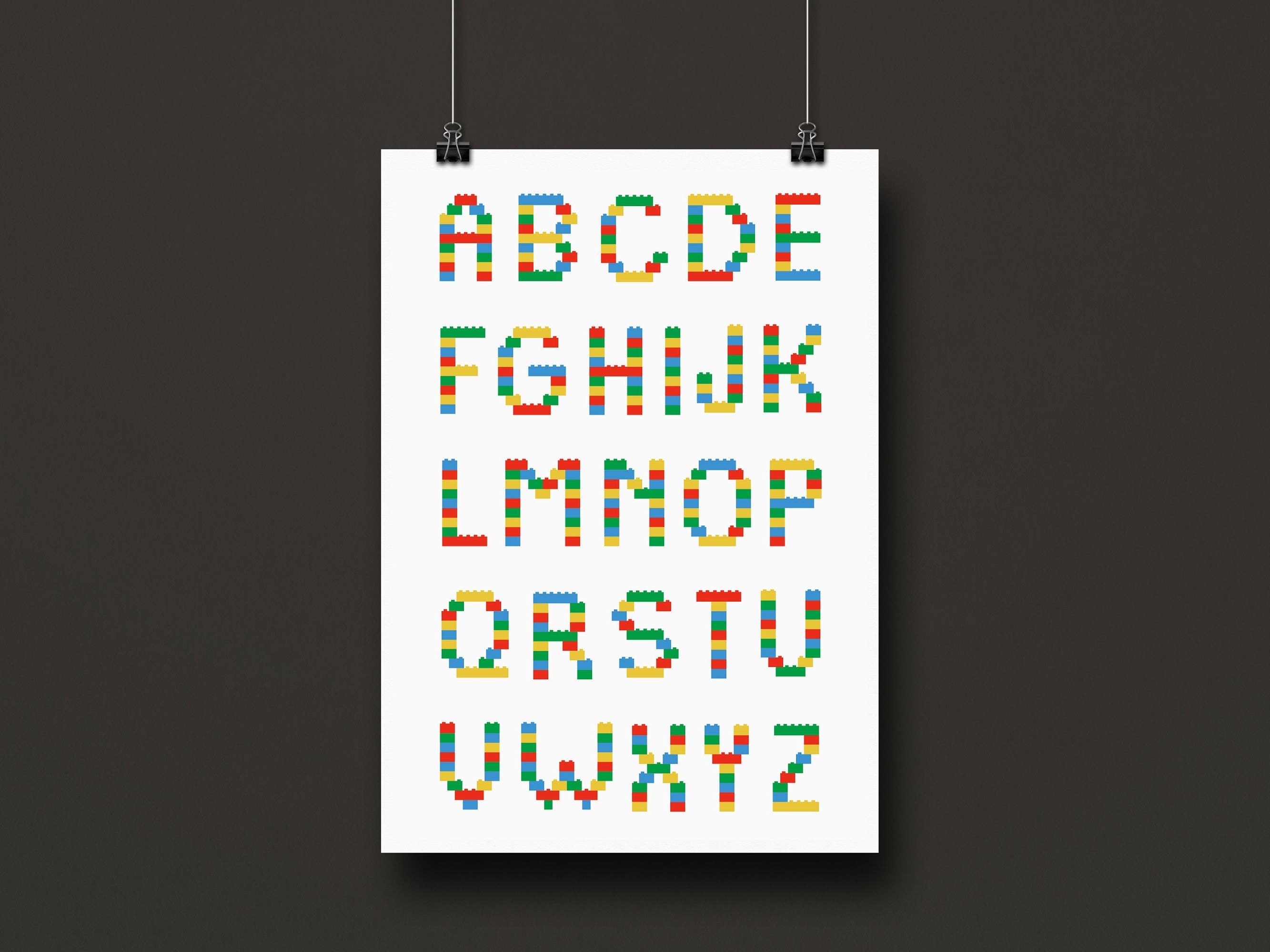 Building Block Alphabet Building Block Wall Art Digital | Etsy