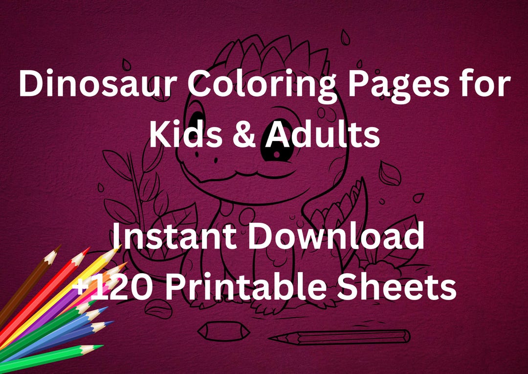 Over 120 Dinosaur Coloring Pages for Kids and Adults – Instant Download ...