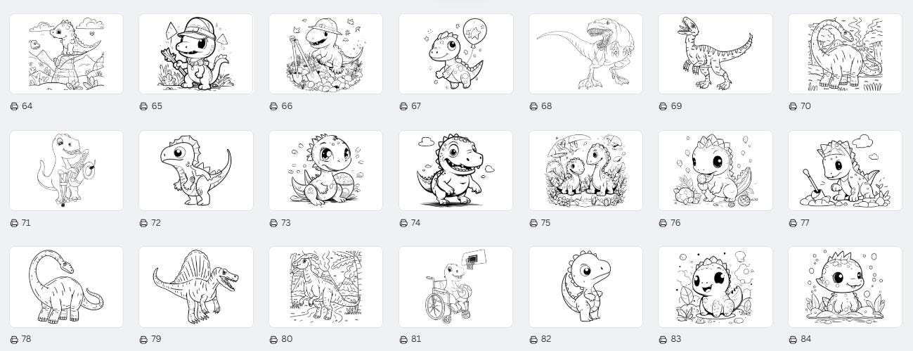 Over 120 Dinosaur Coloring Pages for Kids and Adults – Instant Download ...
