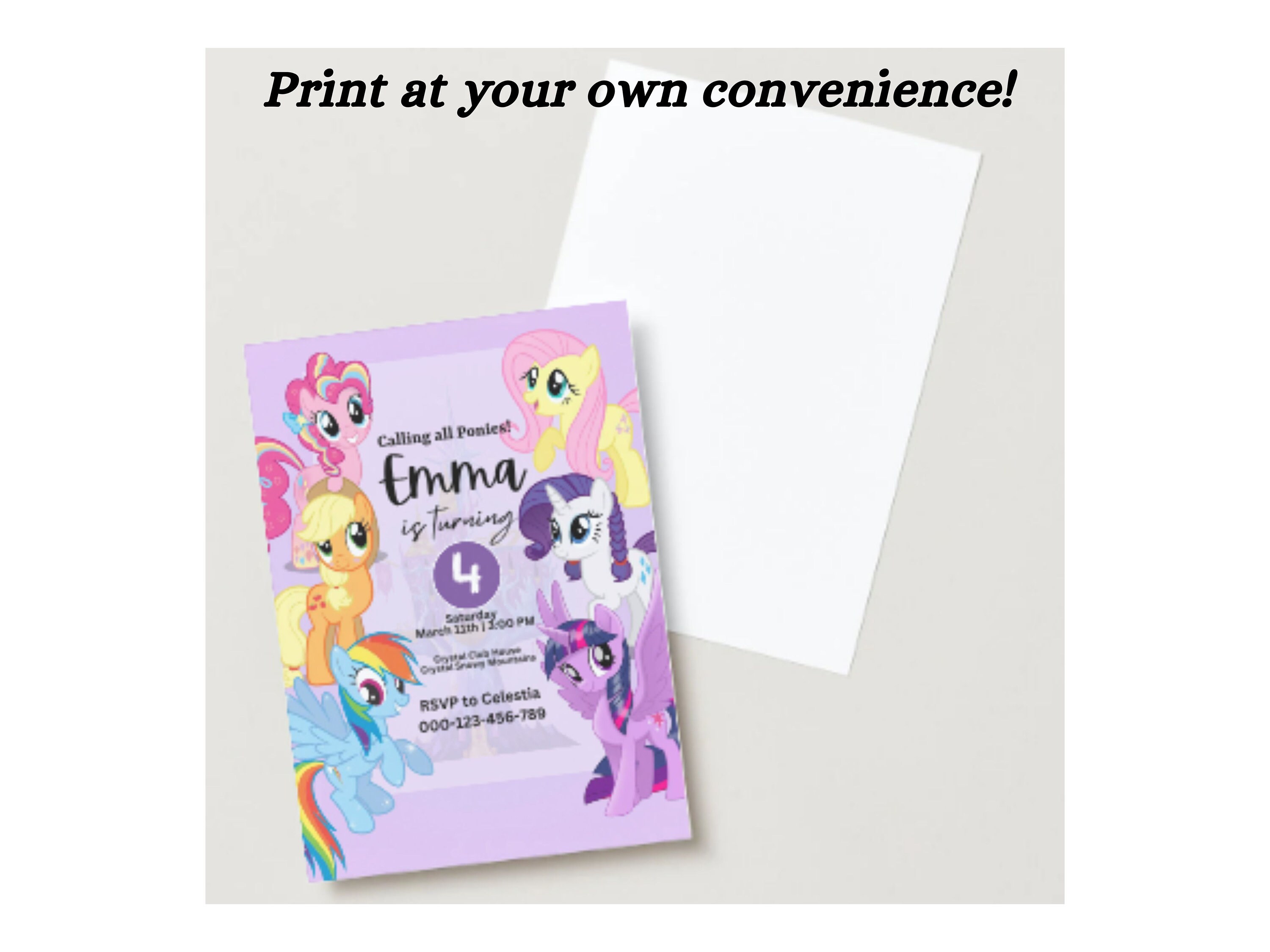 Pony Birthday Party Invitation | Girl Birthday Party | My Little Pony ...