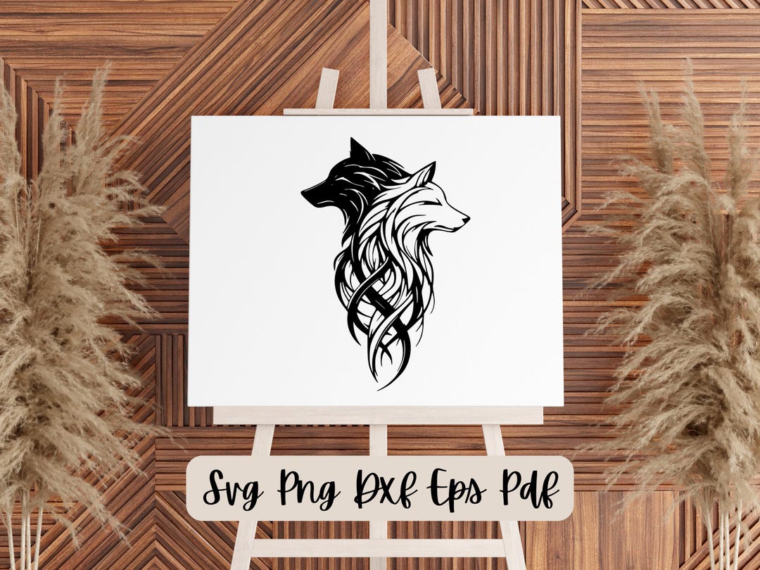 Wolf Wall Art, Black and White Double Wolf Heads, Wilderness, Ideal for ...