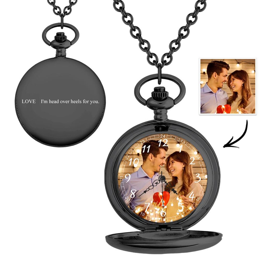 Custom Photo Pocket Watch, Engravable Alloy Gift - Etsy