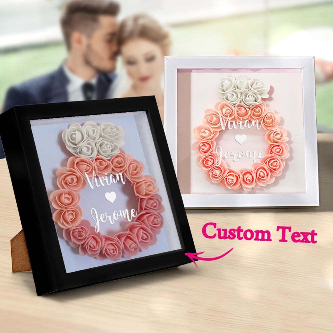 Custom Flower Shadow Box | Personalized Wedding Ring Frame | Unique ...